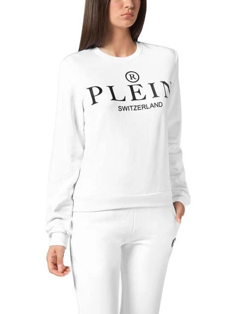 Philipp Plein Crewneck Sweatshirt With Printed Branding - White