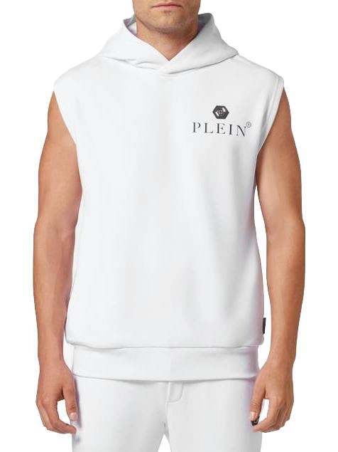 Philipp Plein Sleeveless Hoodie Sweatshirt - White
