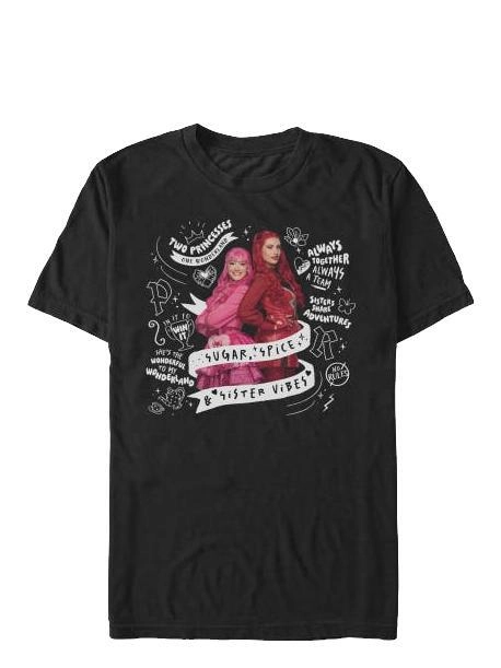 DESCENDANTS Sugar Spice Sister Vibes Short Sleeve Graphic T-shirt - Black
