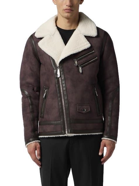 Philipp Plein Eco Shearling Zip-up Jacket - Brown