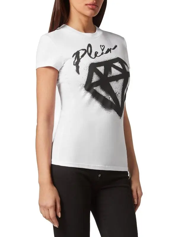 Philipp Plein Cotton Jersey T-shirt With Spray Print - White