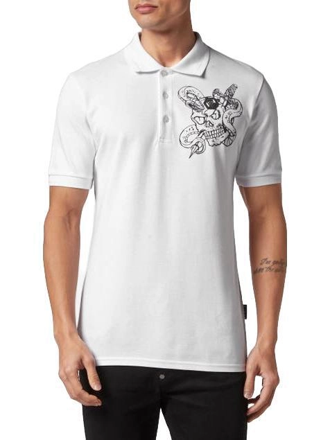 Philipp Plein Polo Shirt Snake - White