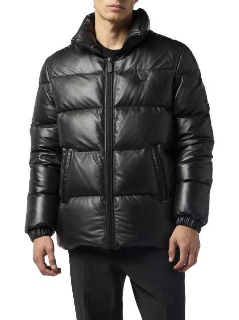 Philipp Plein Leather Padded Jacket - Black