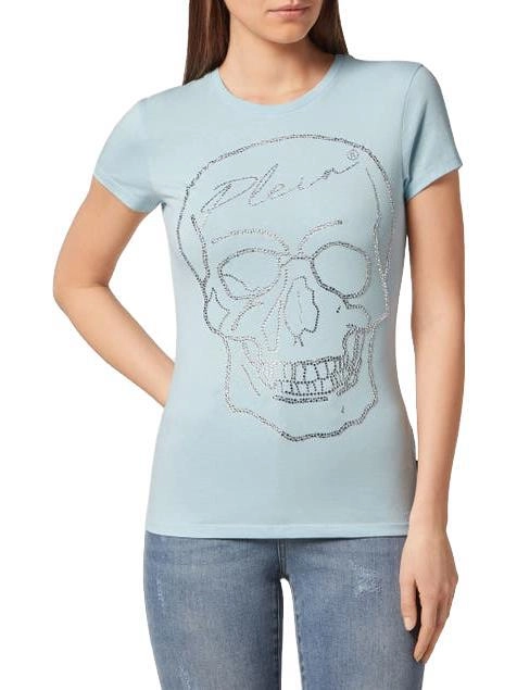 Philipp Plein Embellished Skull T-shirt - Lightblue