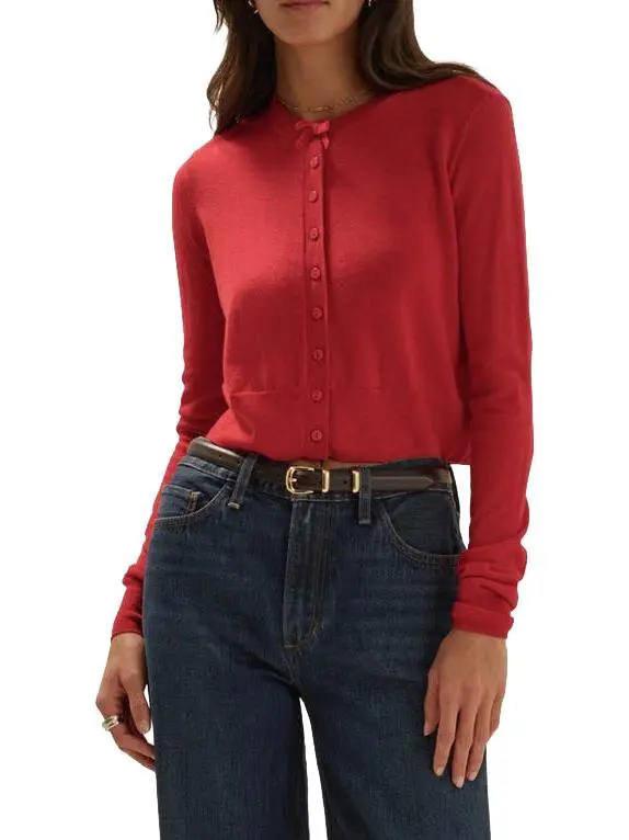 FAVORITE DAUGHTER The Curtsey Wool Cardigan - Crimson