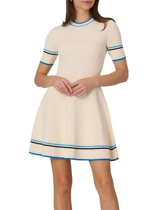 Shoshanna Contrast Border Knit Mini Dress - Ivory