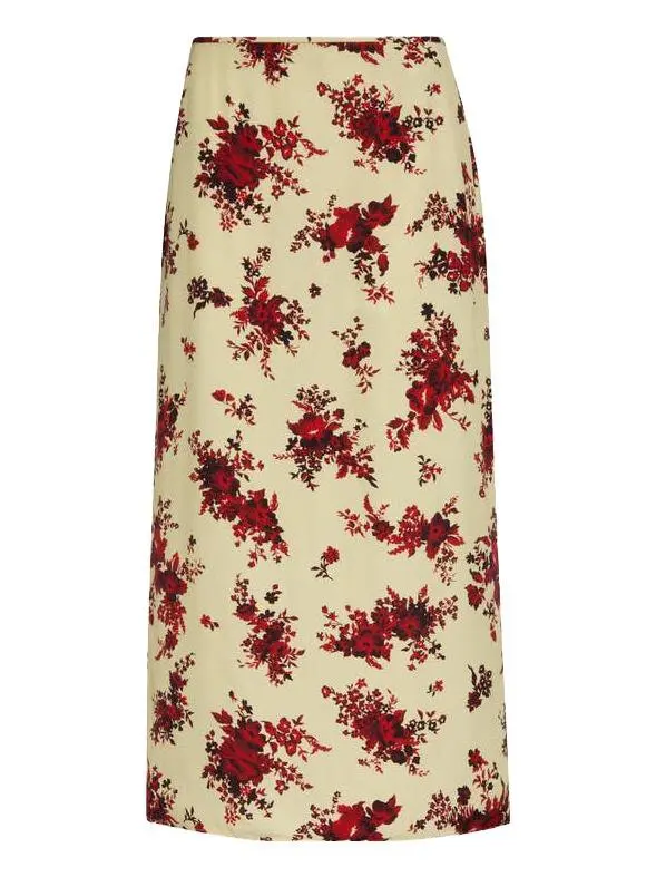 JIL SANDER Floral Print Midi Skirt - Ruby Yellow