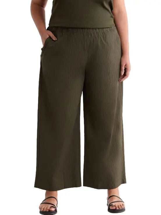 Eileen Fisher Wide Leg Ankle Pants - Seaweed