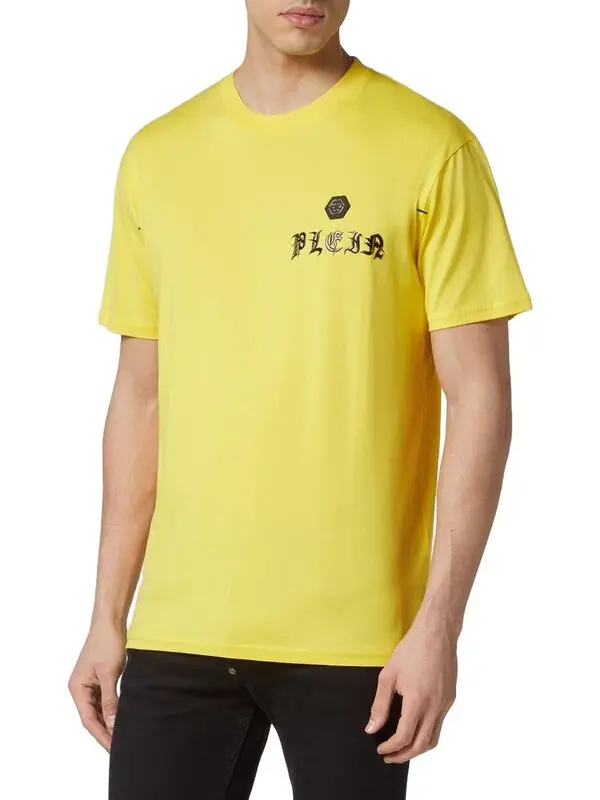 Philipp Plein T-shirt Round Neck Ss Gothic Plein - Yellow