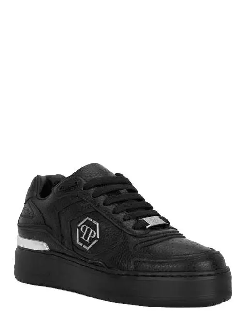 Philipp Plein Low Top Sneakers In Deer Leather - Black