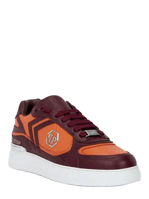 Philipp Plein Low Top Sneakers In Deer Leather - Bordeaux