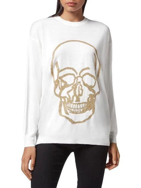 Philipp Plein Round Neck Wool Pullover - White