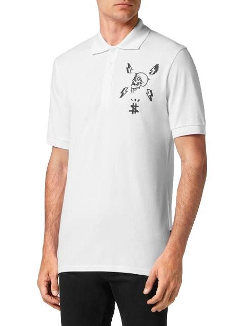 Philipp Plein Polo Shirt Ss Skull - White