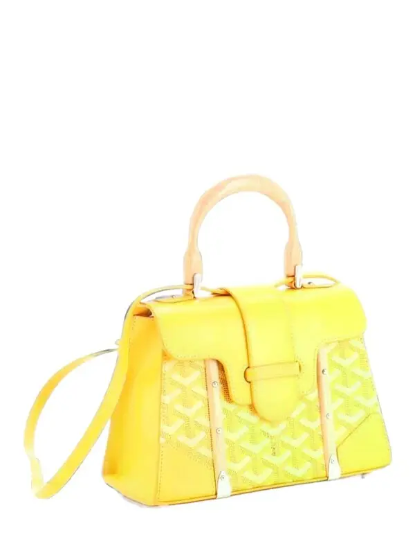 Goyard Structured Saigon Top Handle Bag Coated Canvas With Leather Mini Satchel - Yellow