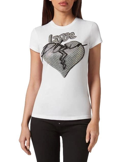 Philipp Plein Embellished Heart T-shirt - White
