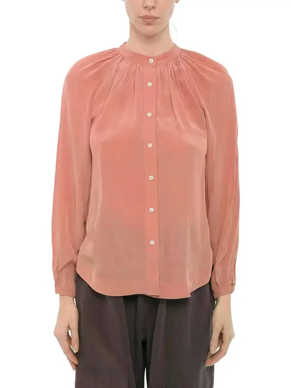 ALLSAINTS Pleated Mandarin Collar Shirt - Pink