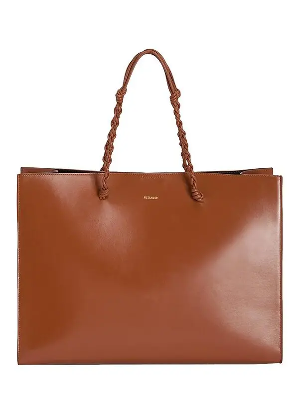 JIL SANDER Large Leather Tote Bag - Tan