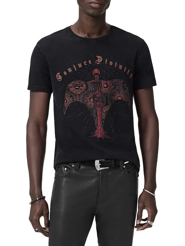 John Varvatos Deco Goddess Short Sleeve Graphic Tee - Black