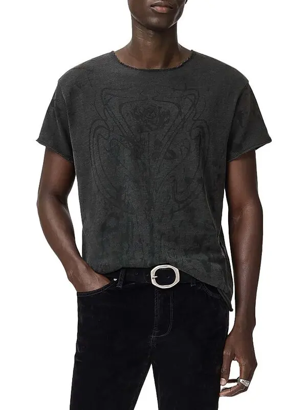 John Varvatos Relaxed Fit Raw Edge Tee - Charcoal