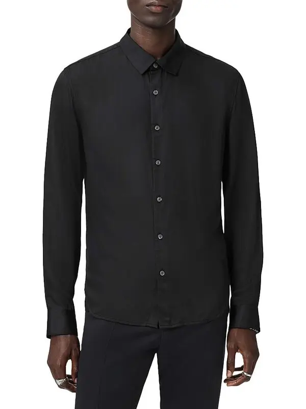John Varvatos Ross Long Sleeve Button Front Shirt - Black