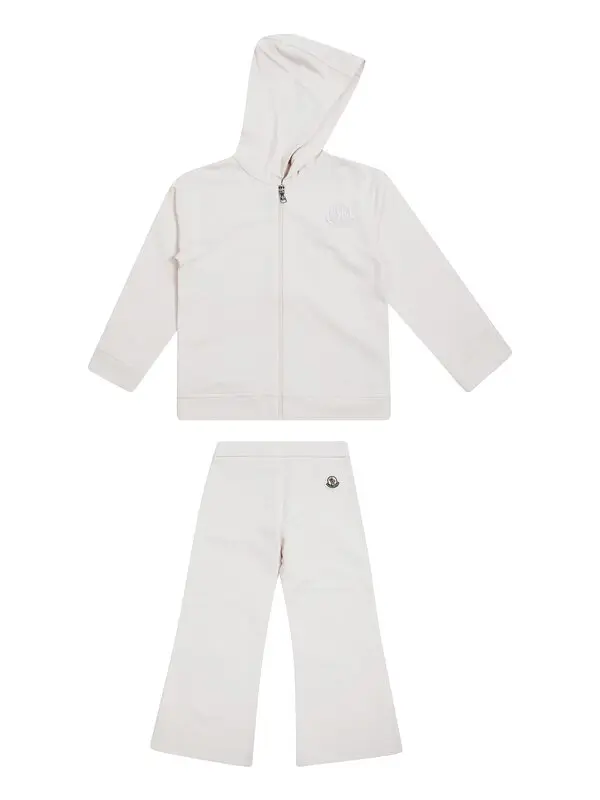 Moncler Zip-up Hooded Jacket And Wide-leg Pants Set - Beige