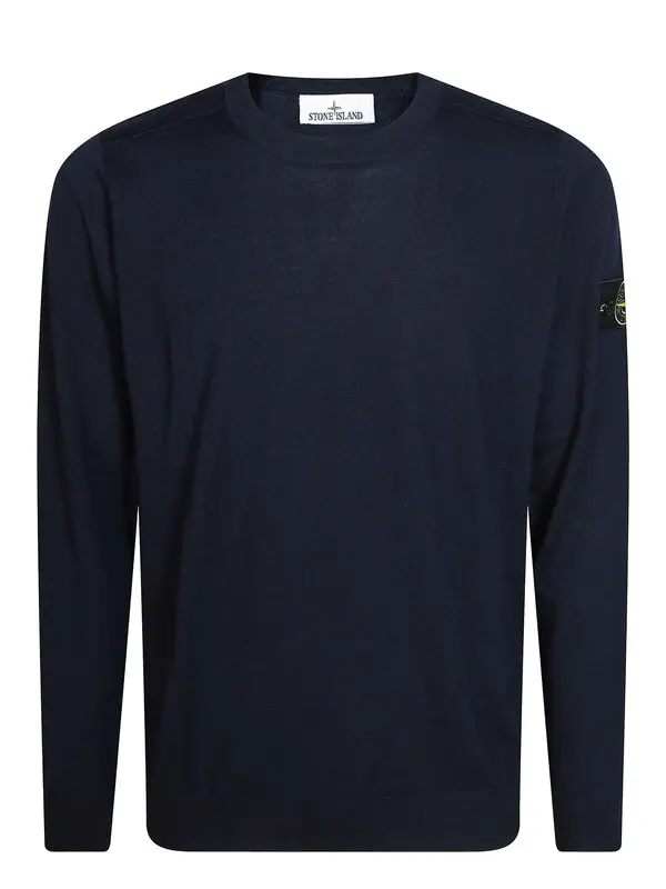 Stone Island Crewneck Fine Knit Sweater - Blu