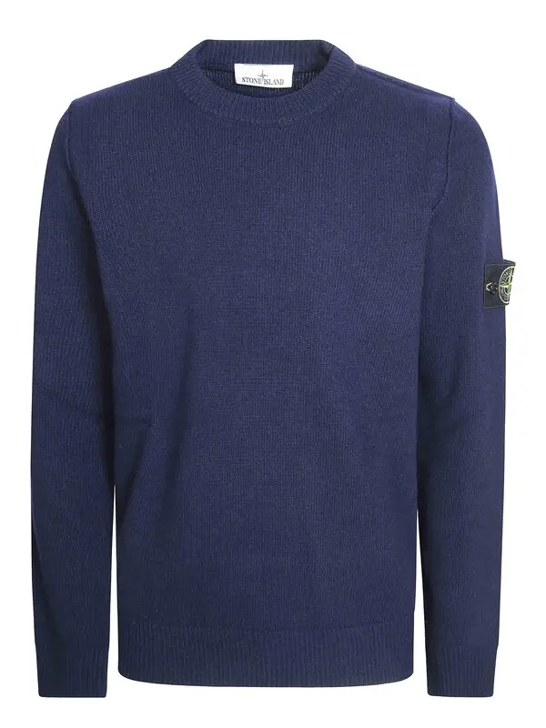 Stone Island Crew Neck Knit Sweater - Blu