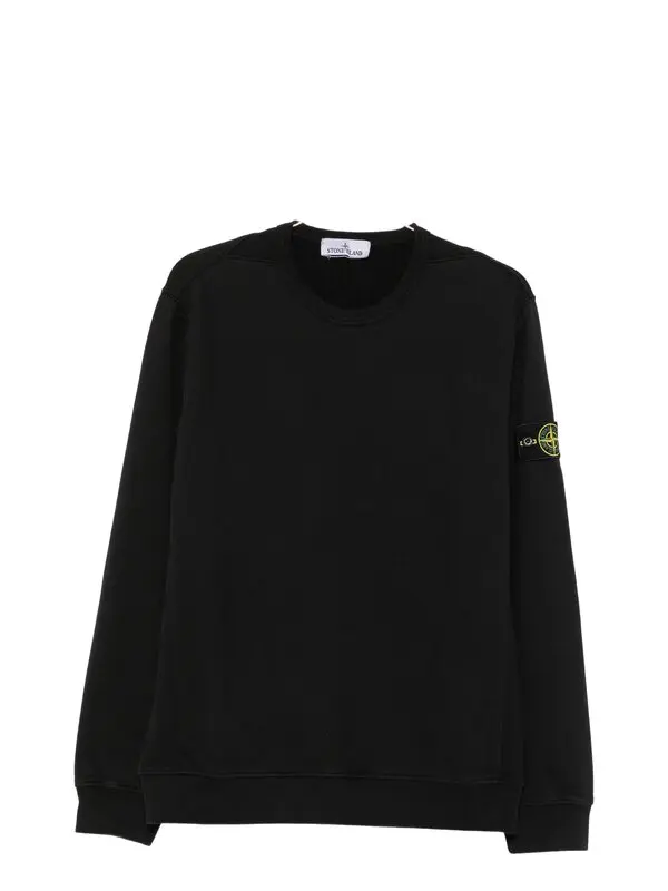 Stone Island Cotton Drawstring Hoodie With Kangaroo Pocket - Nero