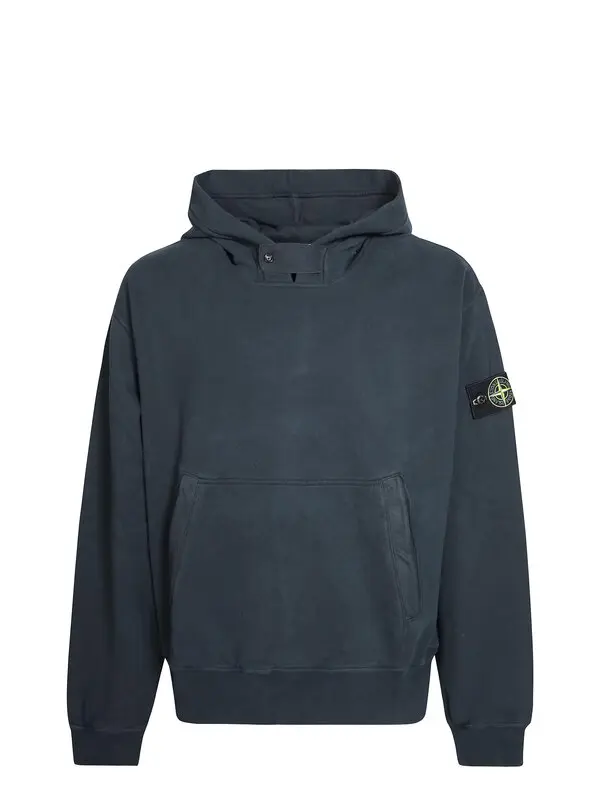 Stone Island Logo Detail Pullover Hoodie - Verde