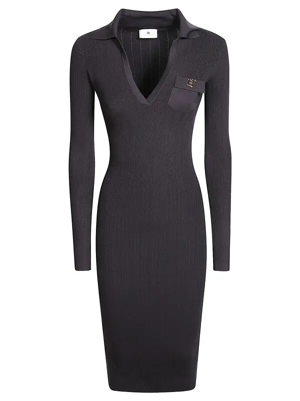Elisabetta Franchi Long Sleeve Sweater Gown - Marrone