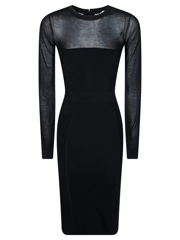 Elisabetta Franchi Long Sleeve Sweater Gown - Nero