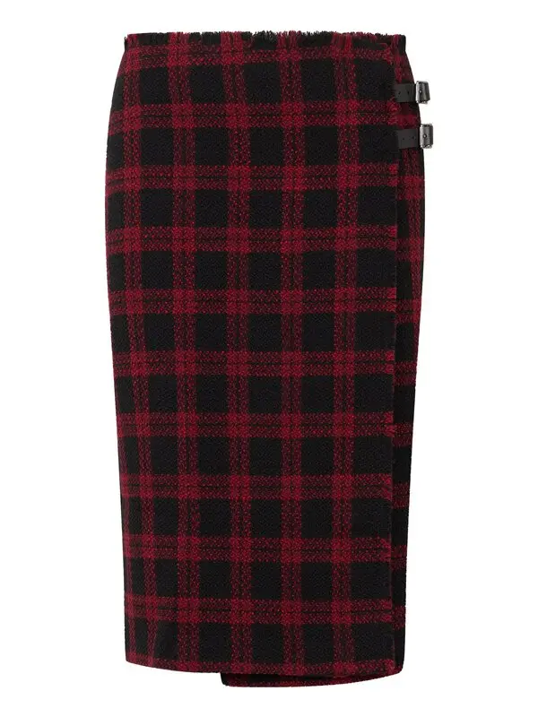 Pinko Checkered Plaid Midi Skirt With Side Zip - Multicolor