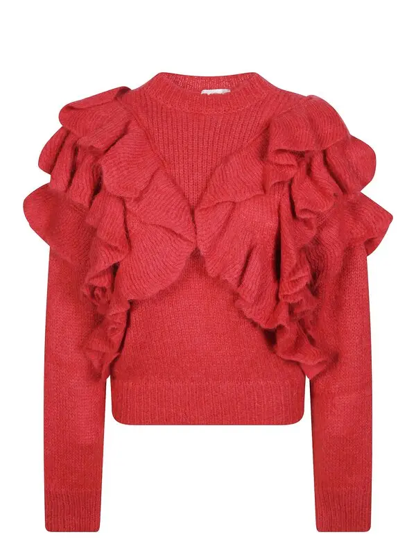 Elisabetta Franchi Ribbed Turtleneck Fine Knit Sweater - Rosso
