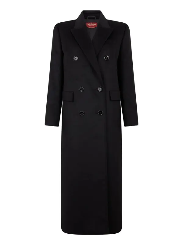 Max Mara Double-breasted Virgin Wool Long Jacket - Black