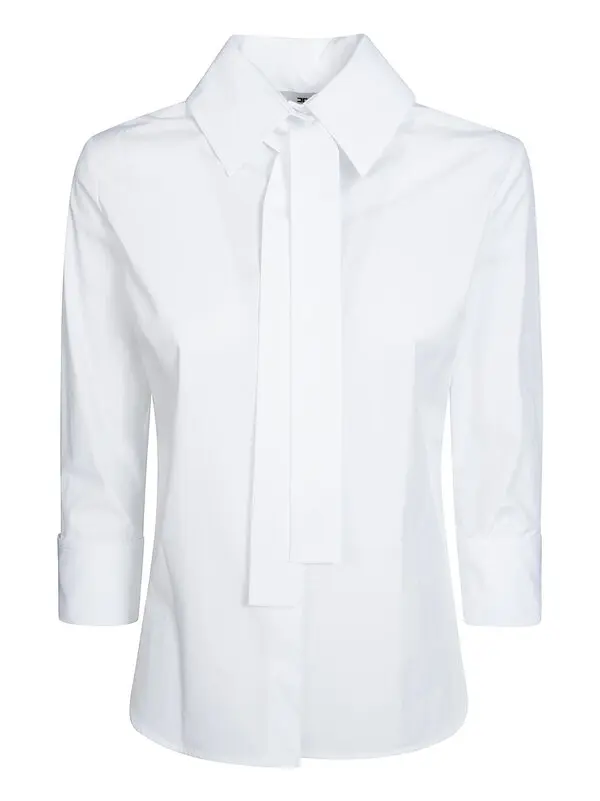 Elisabetta Franchi Tailored Button-front Shirt With Tie Detail - Bianco