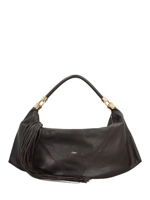 Chloé Small Canvas Tote Handbag With Leather Details And Removable Shoulder Strap - Brown