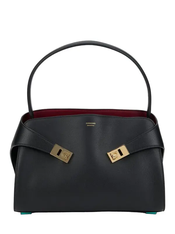 FERRAGAMO Hug M Top Handle Handbag - Black