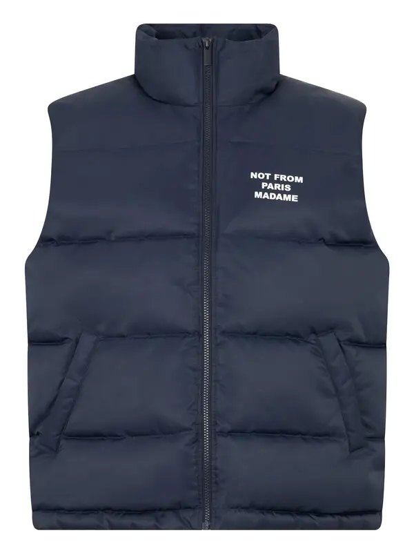 Drole De Monsieur Padded High Collar Gilet - Blue