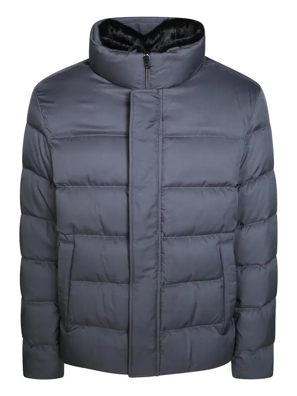 Herno Quilted Zip-up Jacket With Stand Collar - Grigio