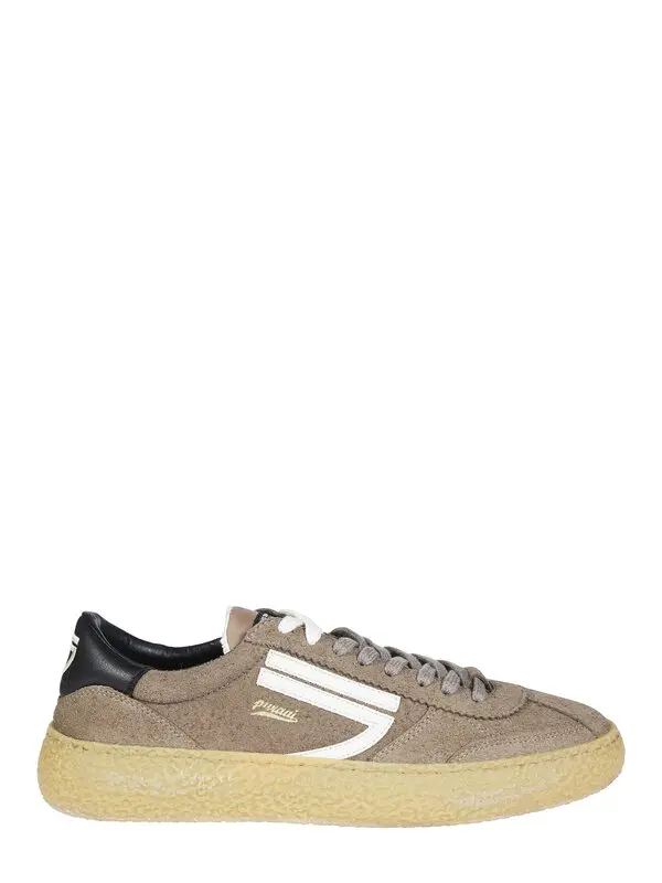 PURAAI Vintage Hairy Microsuede Lace-up Sneakers - Beige