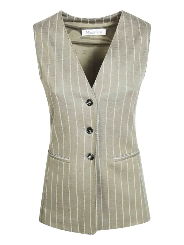 Max Mara Tailored Gilet Vest With Striped Pattern - Beige