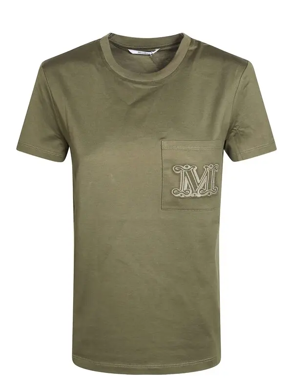 Max Mara Papaia Crewneck T-shirt With Pocket Detail - Beige
