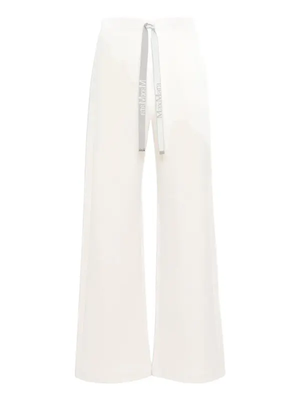 Max Mara Double Cotton T-shirt Trousers With Jacquard Drawstring - Bianco