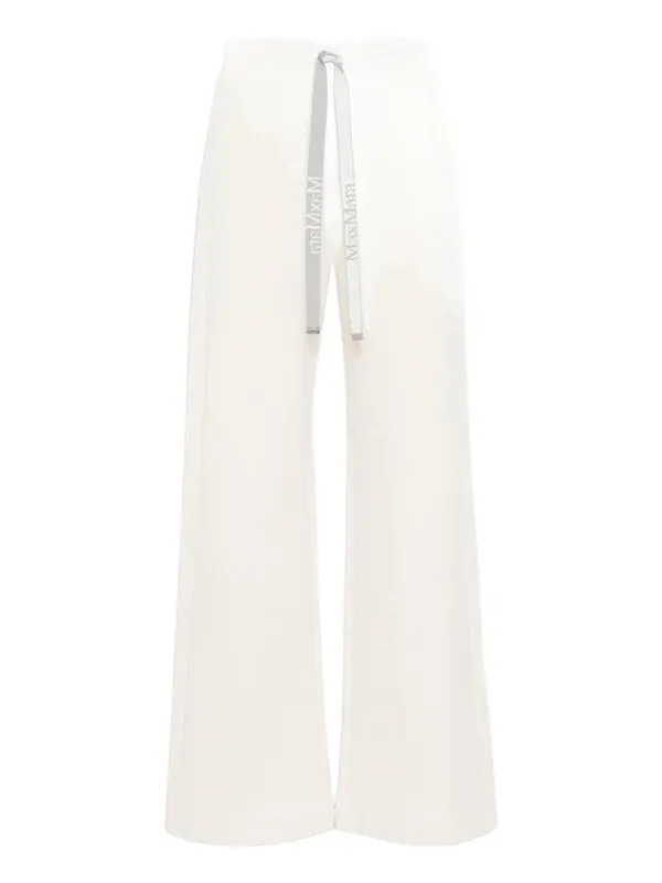 Max Mara Double Cotton T-shirt Trousers With Jacquard Drawstring - Bianco