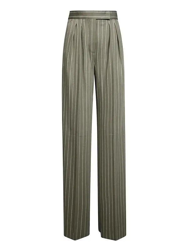 Max Mara Tailored Straight Leg Pants With Pin Stripes - Beige