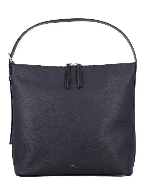 A.p.c. Vera Smooth Leather Shoulder Bag With Double Zip - Nero