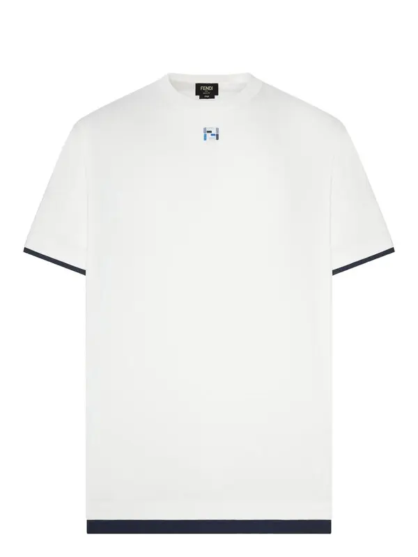 Fendi Oversized Crew Neck T-shirt With Snap-button Side Slits And Embroidered Ff Logo - Bianco