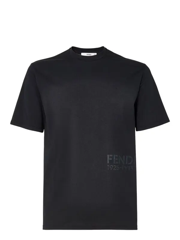 Fendi Regular-fit Cotton T-shirt With Stencil 1925 Graphic On Left Hem - Nero