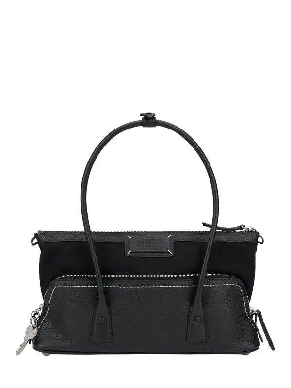 MAISON MARGIELA Leather Shoulder Handbag With Logo - Black