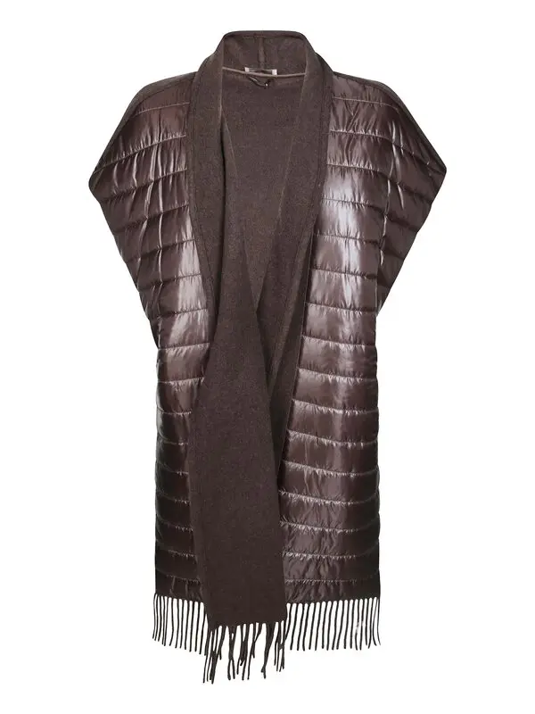 Herno Ultralight Poncho Gilet With Textured Detail - Marrone